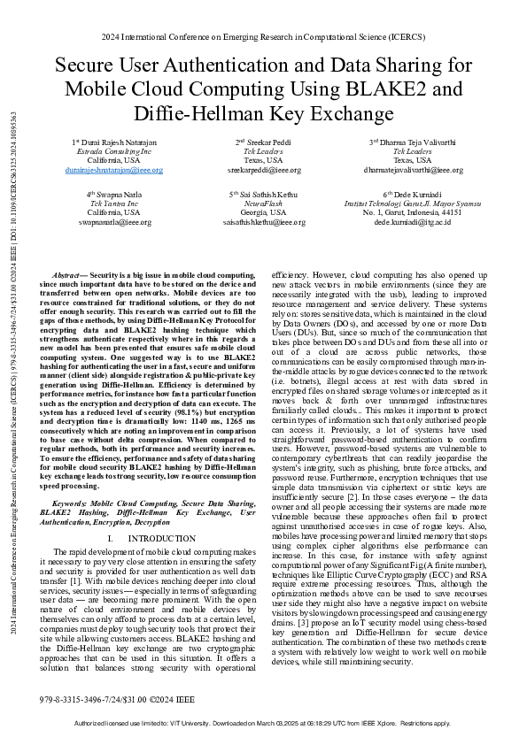 (PDF) Secure User Authentication and Data Sharing for Mobile Cloud Computing Using BLAKE2 and ...