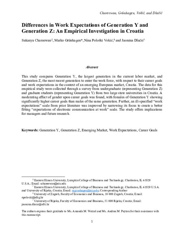 (PDF) Differences in Work Expectations of Generation Y and Generation Z ...