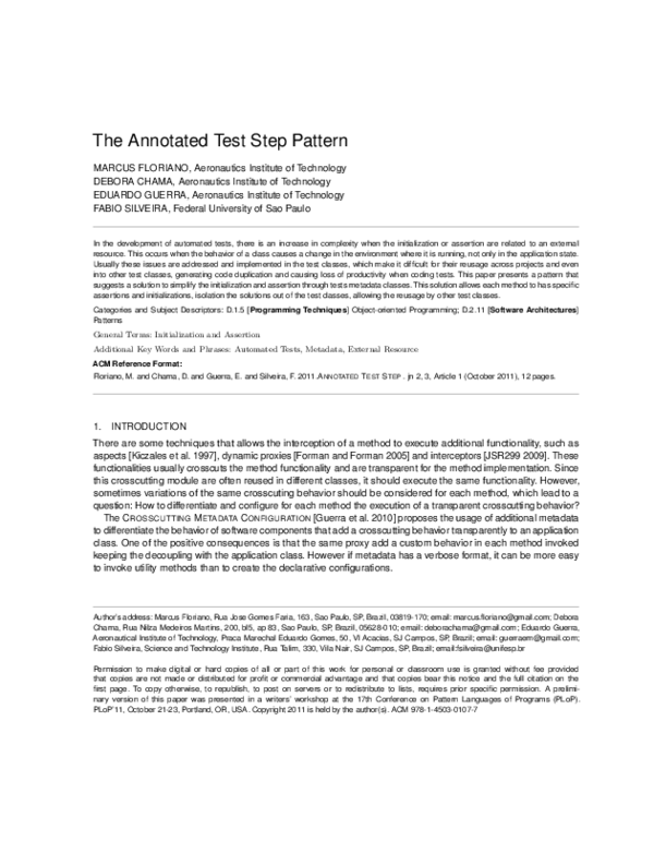 (PDF) The annotated test step pattern