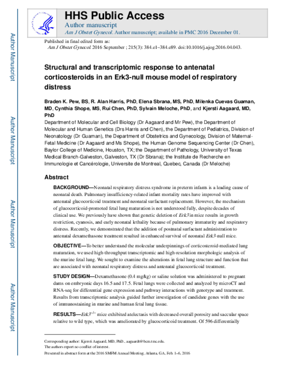 (PDF) Structural and Transcriptomic Response to Antenatal ...