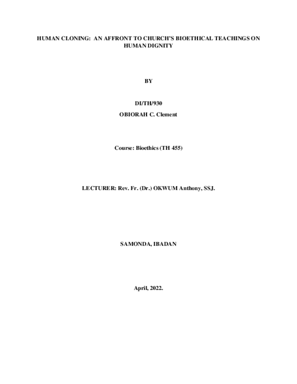 (PDF) HUMAN CLONING