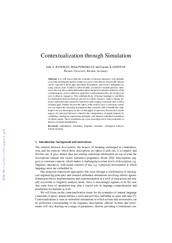 (PDF) Contextualization through Simulation