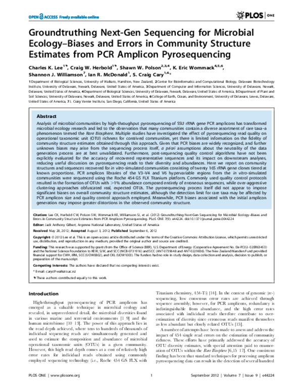 (PDF) Groundtruthing Next-Gen Sequencing for Microbial Ecology–Biases ...