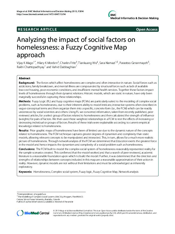 (PDF) Analyzing the impact of social factors on homelessness: a Fuzzy ...