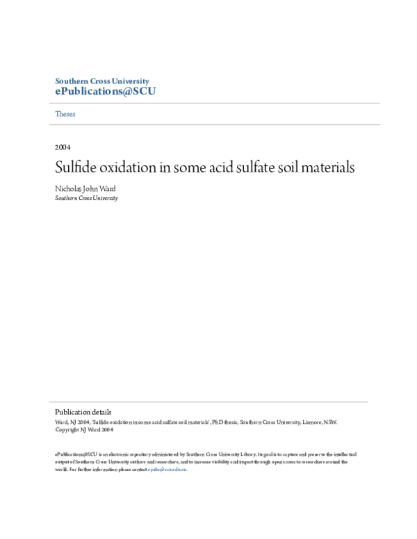 (PDF) The process of sulfide oxidation in some acid sulfate soil materials