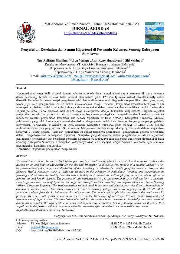 (PDF) Penyuluhan Kesehatan dan Senam Hipertensi di Posyandu Keluarga ...