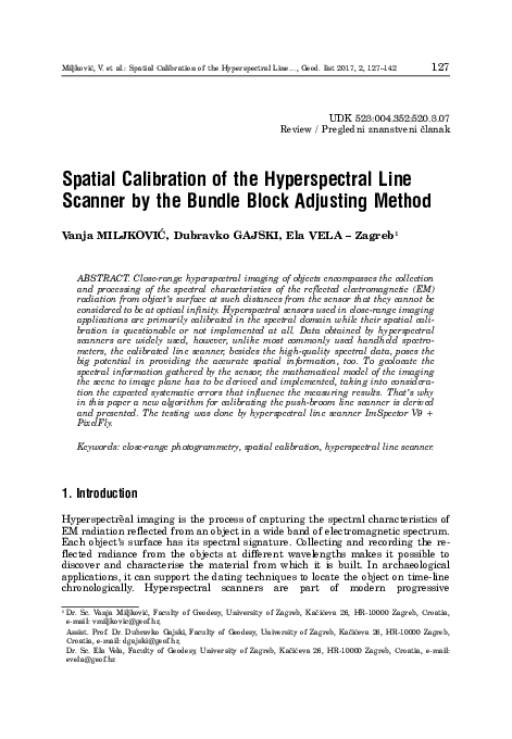 (PDF) Spatial Calibration of the Hyperspectral Line Scanner by the ...