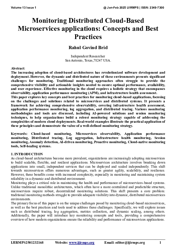 (PDF) Monitoring Distributed Cloud-Based Microservices applications: Concepts and Best Practices