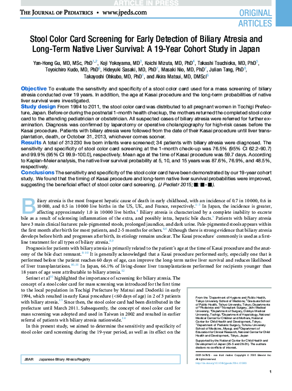 (PDF) Stool color card screening for early detection of biliary atresia ...
