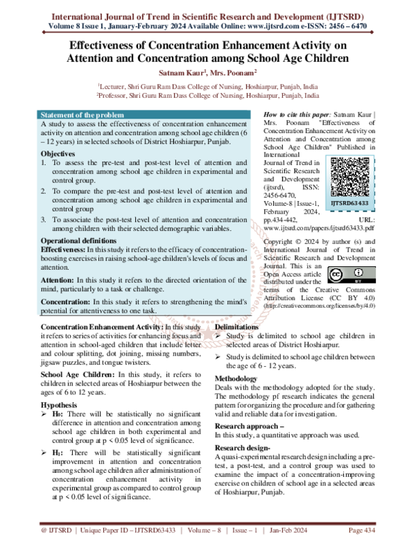 (PDF) Effectiveness of Concentration Enhancement Activity on Attention ...