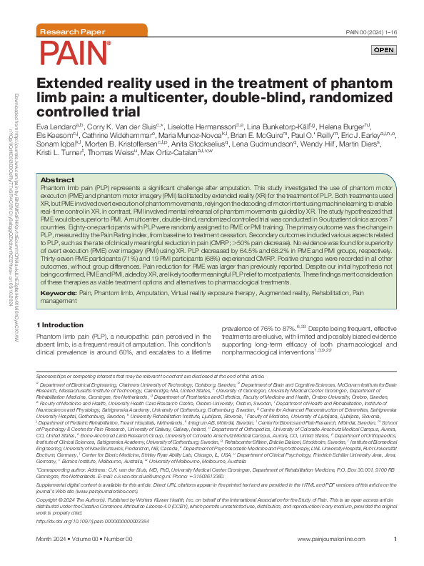 (PDF) Extended reality used in the treatment of phantom limb pain: a ...
