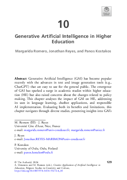 (PDF) Generative Artificial Intelligence in Higher Education