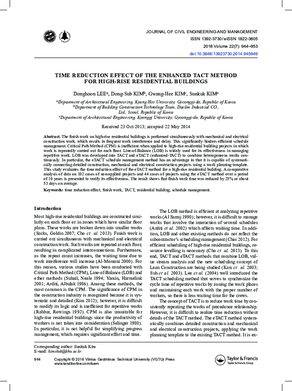 (PDF) Time Reduction Effect of the Enhanced Tact Method for High-Rise ...