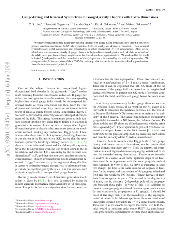 (PDF) Gauge fixing and residual symmetries in gauge/gravity theories ...