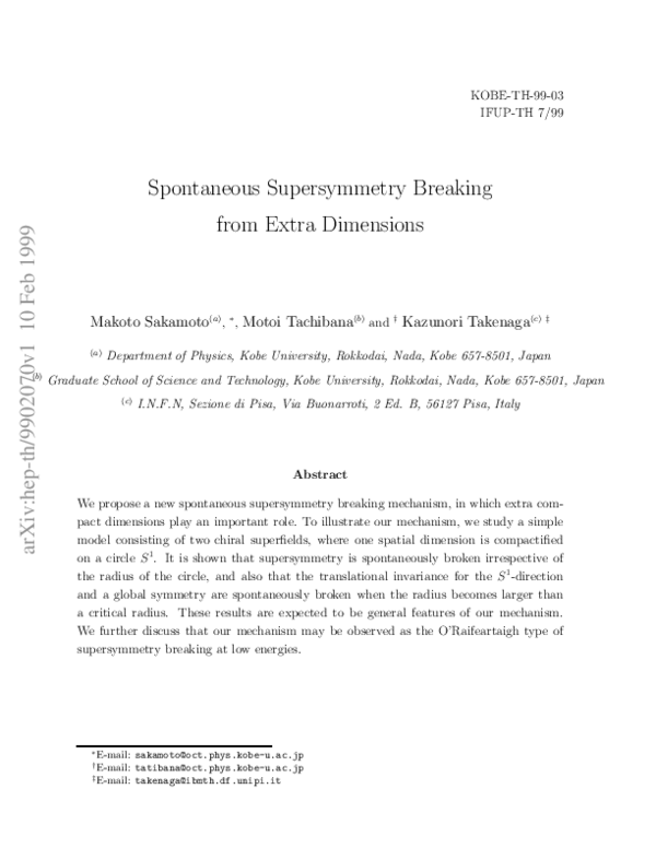(PDF) Spontaneous supersymmetry breaking from extra dimensions