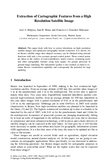 (PDF) Extraction of Cartographic Features from a High Resolution ...