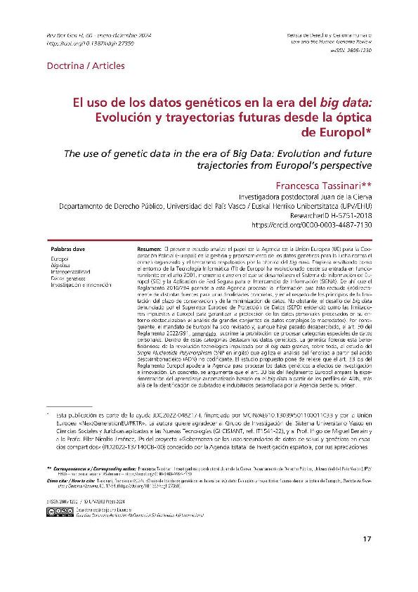 (PDF) THE USE OF GENETIC DATA IN THE ERA OF BIG DATA: EVOLUTION AND ...