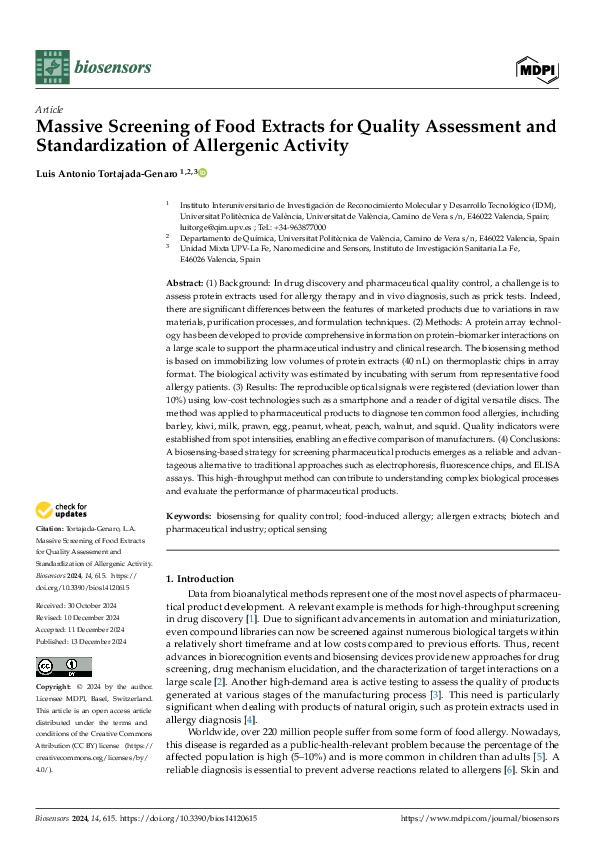 (PDF) Massive Screening of Food Extracts for Quality Assessment and ...