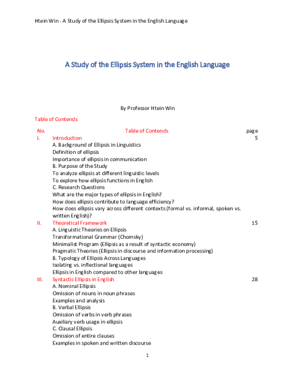 (PDF) "A Study of the Ellipsis System in the English Language"