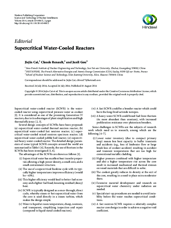 (PDF) Supercritical Water-Cooled Reactors