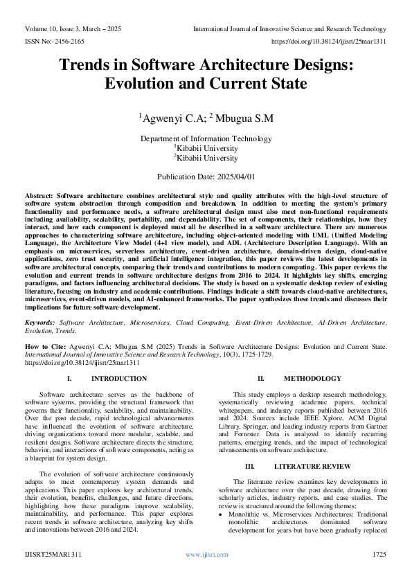(PDF) Trends in Software Architecture Designs: Evolution and Current State
