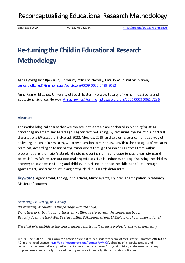(PDF) Reconceptualizing Educational Research Methodology