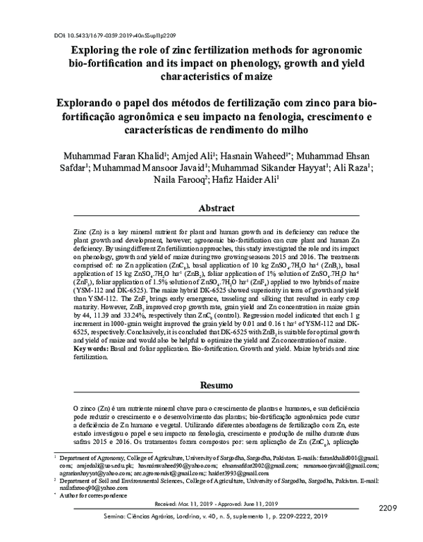 (PDF) Exploring the role of zinc fertilization methods for agronomic ...