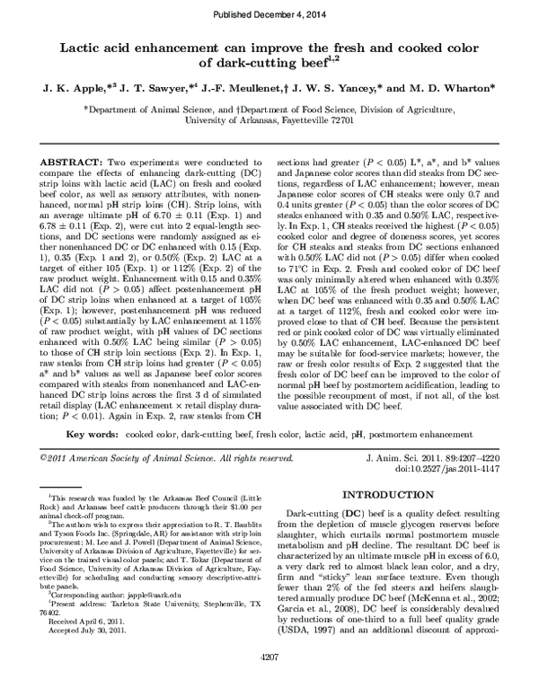 (PDF) Lactic acid enhancement can improve the fresh and cooked color of ...