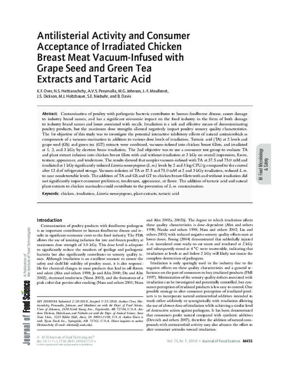 (PDF) Antilisterial Activity and Consumer Acceptance of Irradiated ...