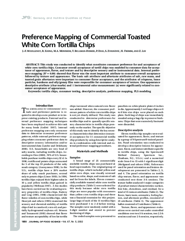 (PDF) Preference Mapping of Commercial Toasted White Corn Tortilla Chips