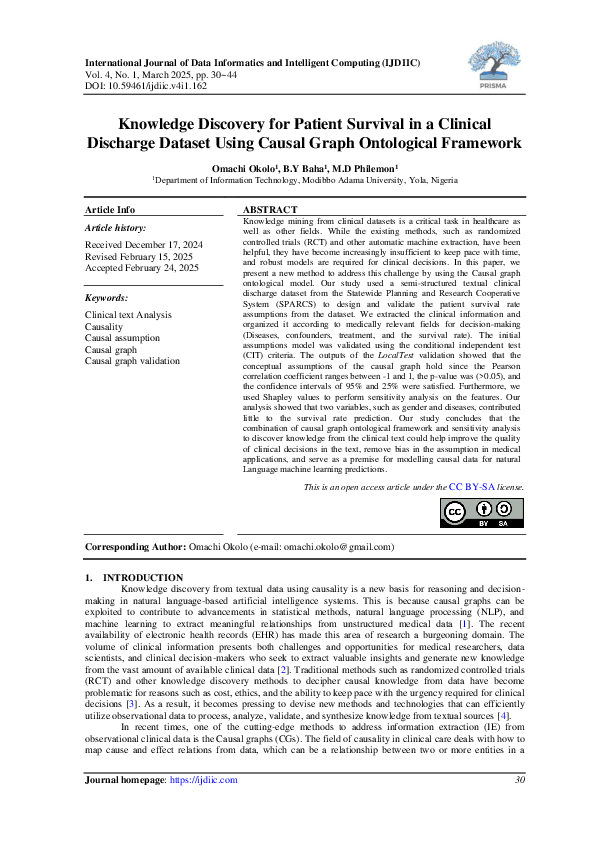 (PDF) Knowledge Discovery for Patient Survival in a Clinical Discharge Dataset Using Causal ...
