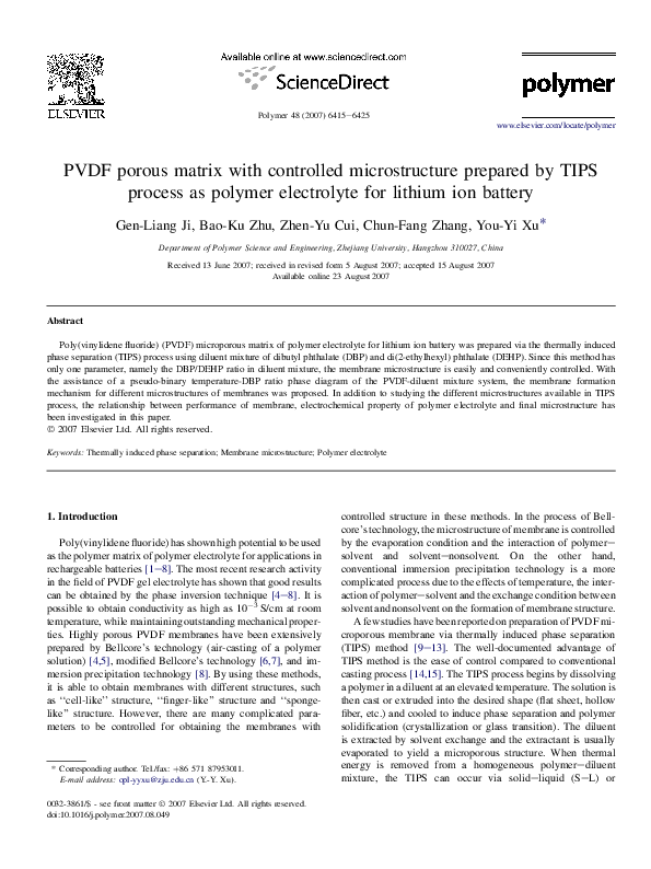 (PDF) PVDF porous matrix with controlled microstructure prepared by ...