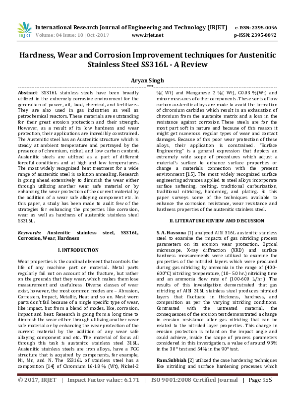 (PDF) Hardness, Wear and Corrosion Improvement techniques for ...