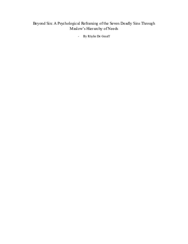 (PDF) Beyond Sin: A Psychological Reframing of the Seven Deadly Sins ...