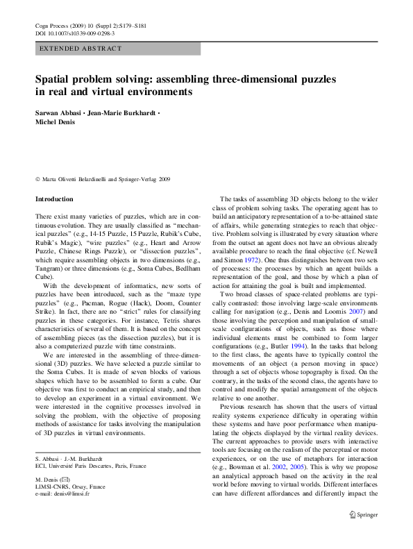 (PDF) Spatial problem solving: assembling three-dimensional puzzles in ...