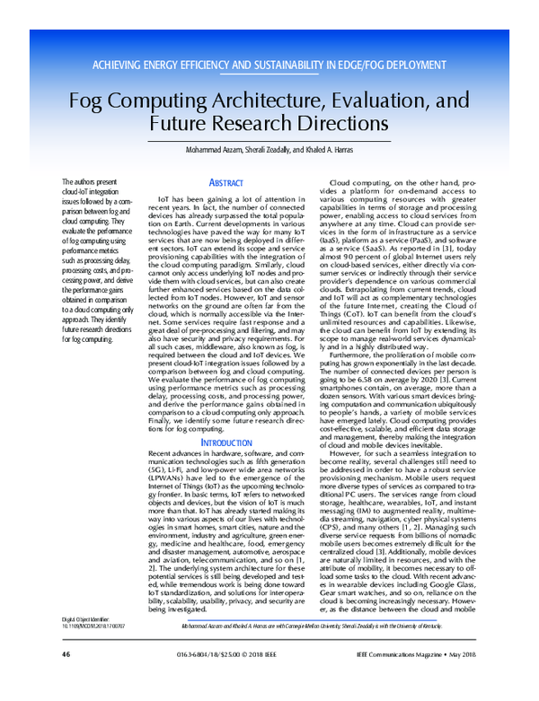 (PDF) Fog Computing Architecture, Evaluation, and Future Research Directions