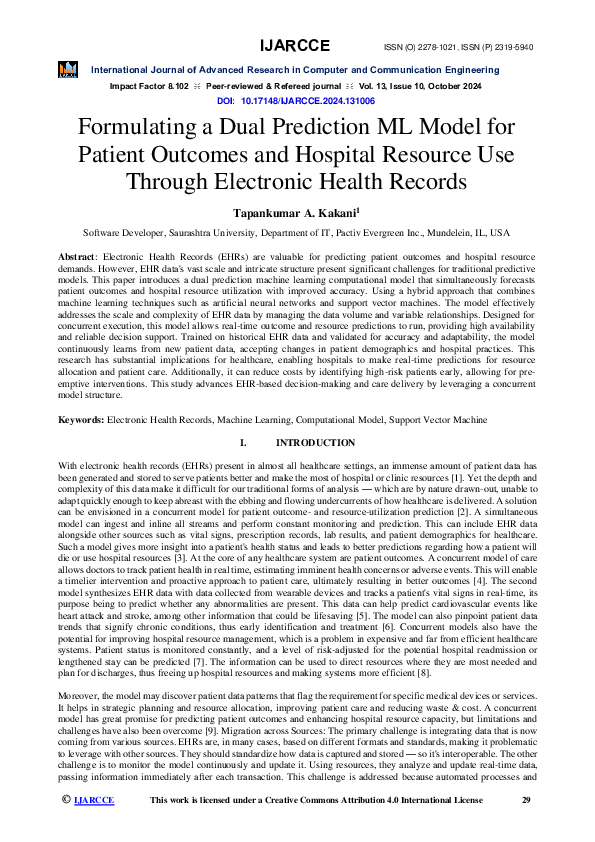 (PDF) Formulating a Dual Prediction ML Model for Patient Outcomes and ...