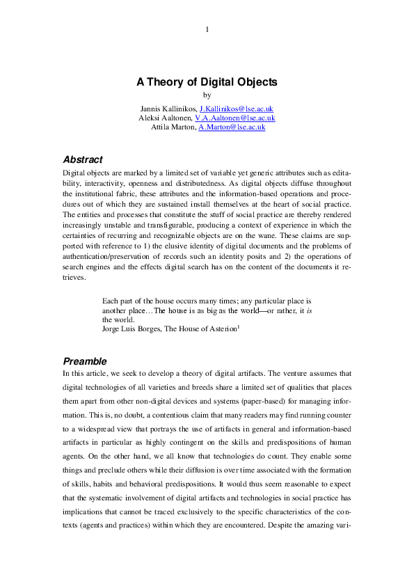 (PDF) A theory of digital objects