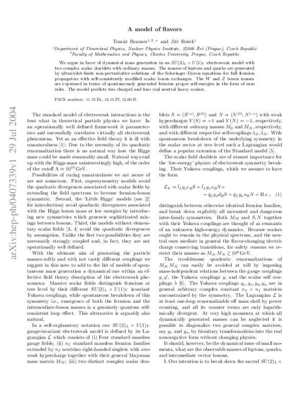 (PDF) A Model of flavors