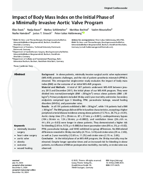 (PDF) Impact of Body Mass Index on the Initial Phase of a Minimally ...
