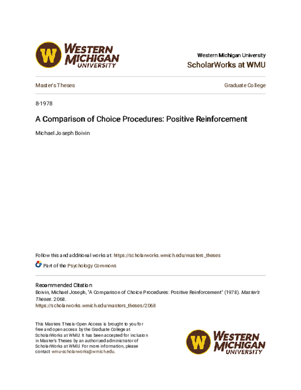 (PDF) A Comparison of Choice Procedures: Positive Reinforcement