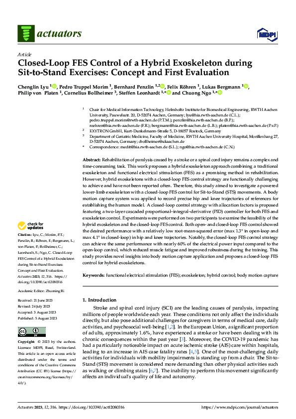 (PDF) Closed-Loop FES Control of a Hybrid Exoskeleton during Sit-to ...