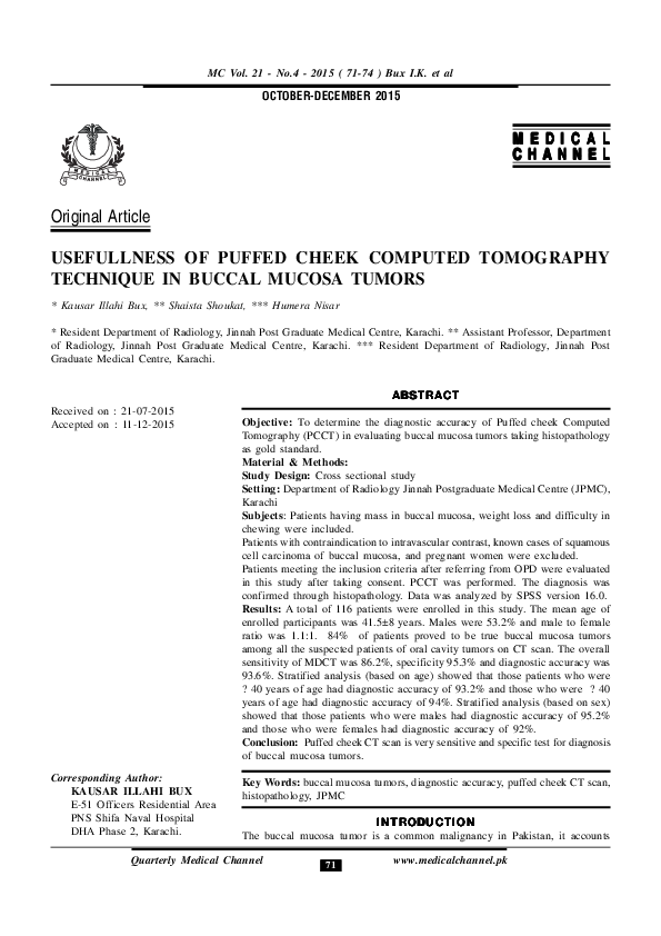(PDF) Usefullness of Puffed Cheek Computed Tomography Technique in ...