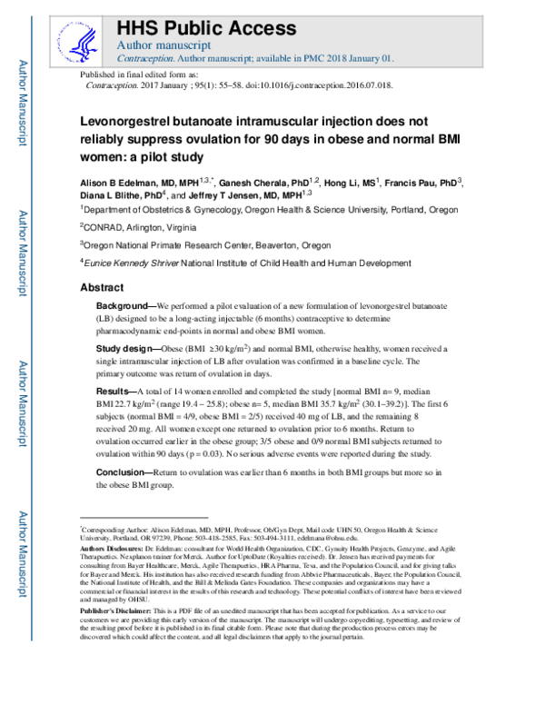 (PDF) Levonorgestrel butanoate intramuscular injection does not ...