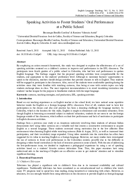 (PDF) Speaking Activities to Foster Students’ Oral Performance at a ...