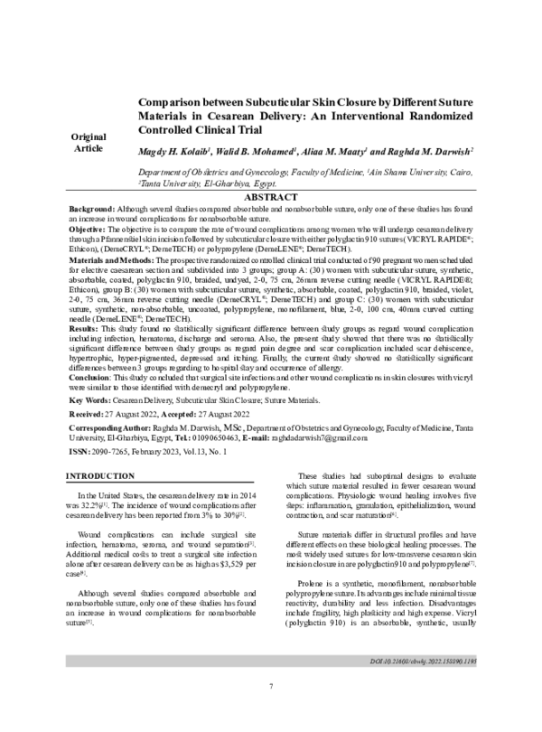 (PDF) Comparison between Subcuticular Skin Closure by Different Suture ...