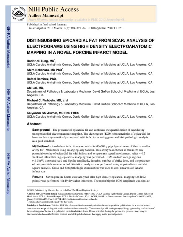 (PDF) Distinguishing epicardial fat from scar: Analysis of electrograms ...