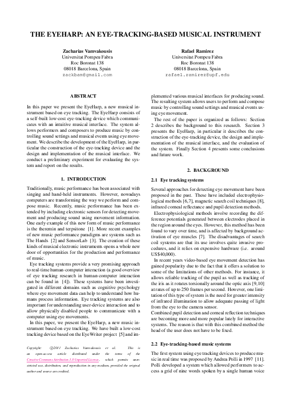 (PDF) The Eyeharp: An Eye-Tracking-Based Musical Instrument