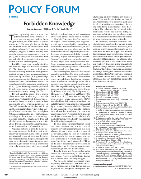 (PDF) Forbidden knowledge