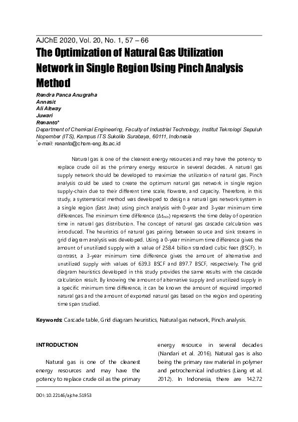 (PDF) The Optimization of Natural Gas Utilization Network in Single ...